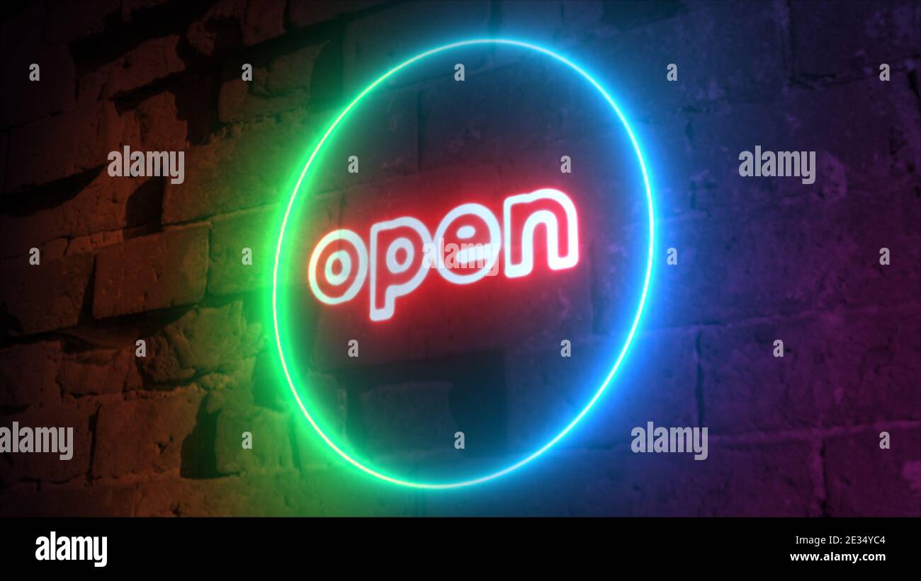 Neon border open sign hi-res stock photography and images - Alamy