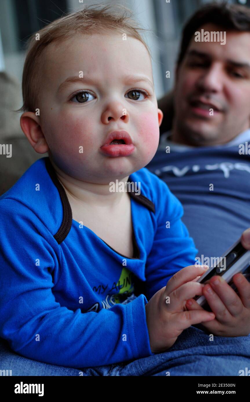 Two year old toddler with his father, Seattle, USA Stock Photo - Alamy