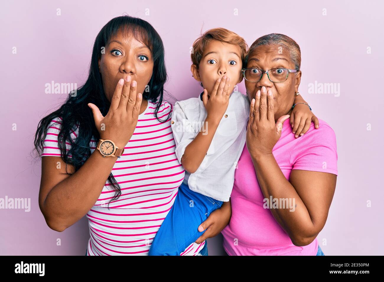 Shocked mother kid covering hi-res stock photography and images - Alamy