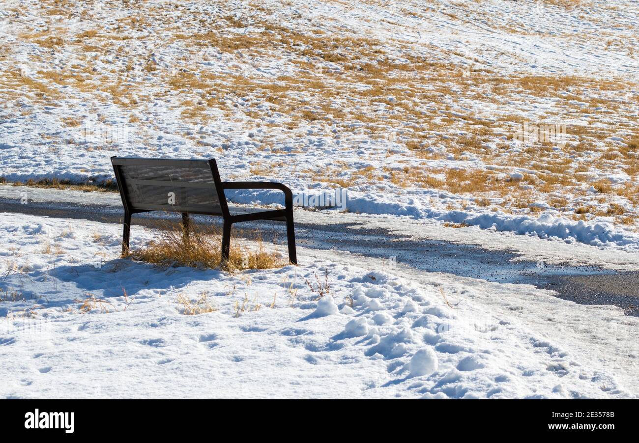 Empty bench sidewalk winter bench hi-res stock photography and images ...