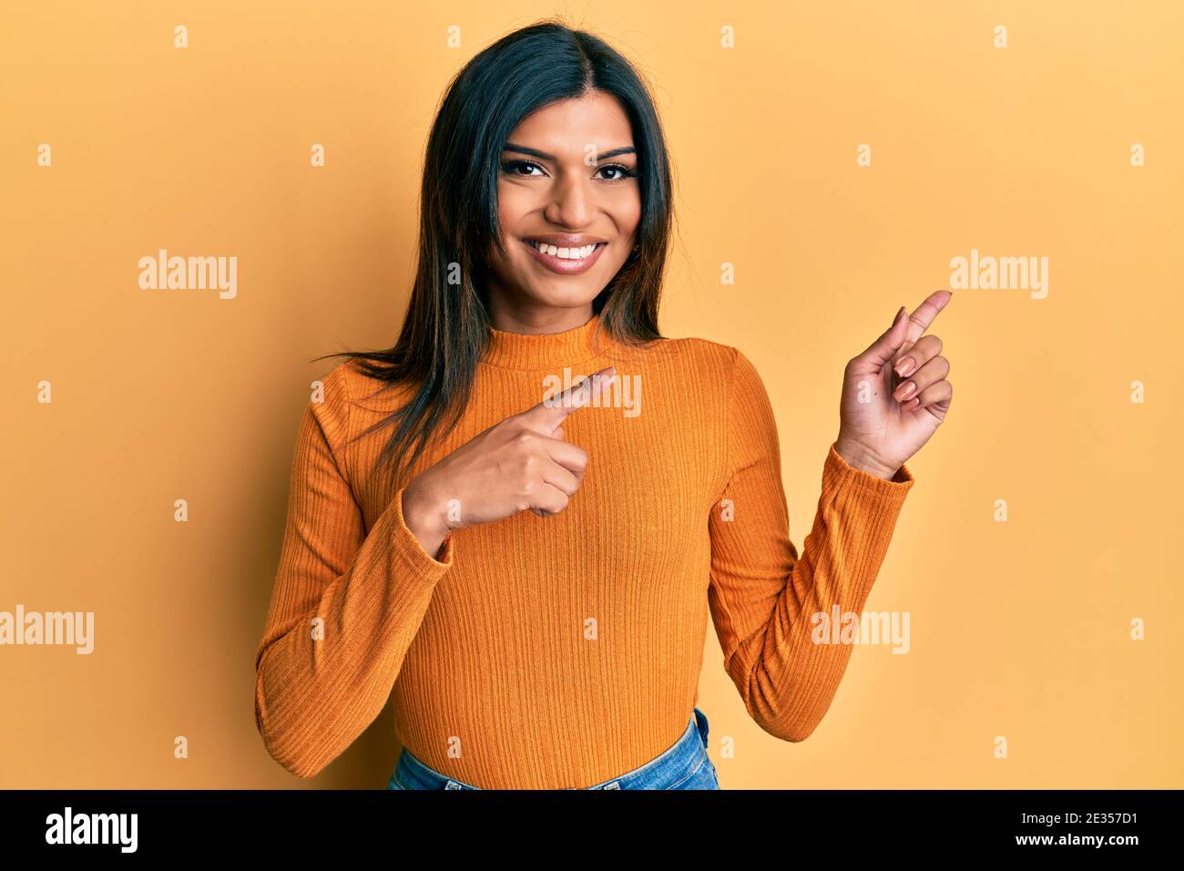 Young latin transsexual transgender woman wearing casual clothes ...