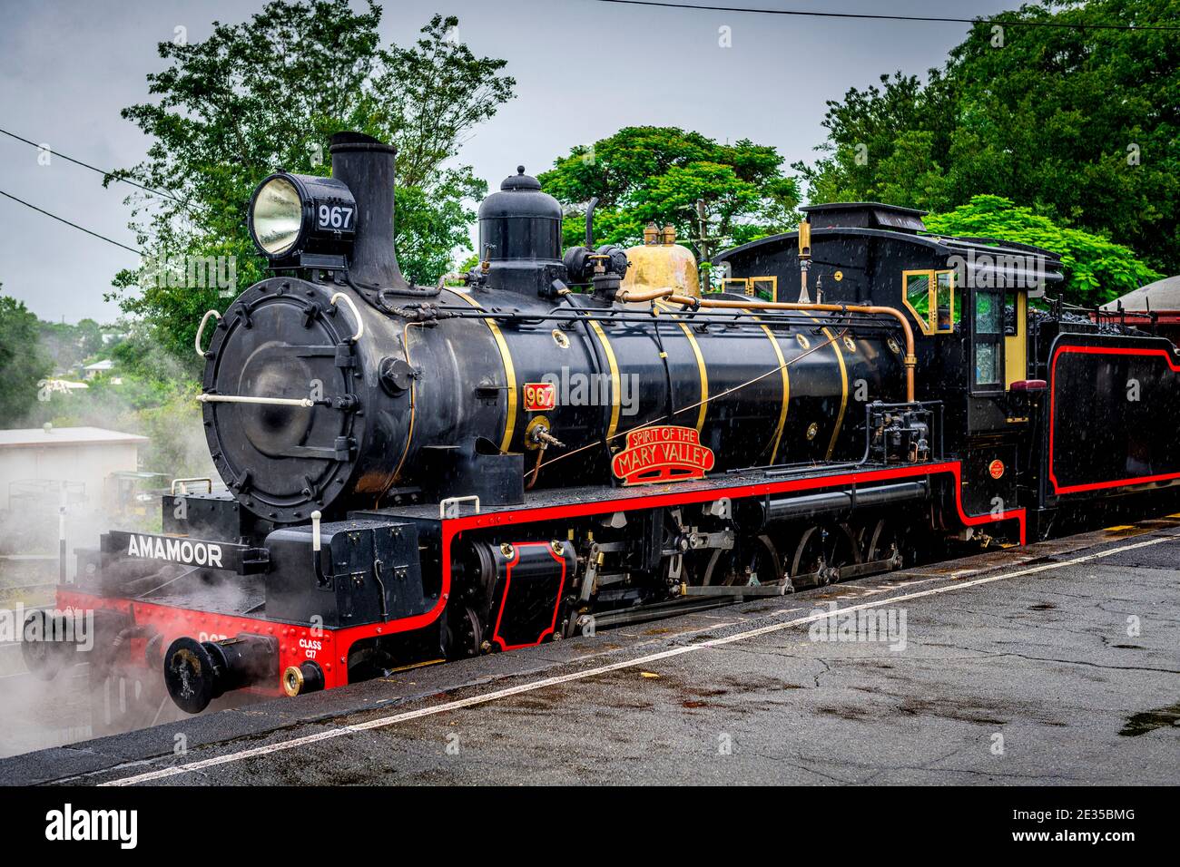 A steam train is pulled by a fully restored C17 class locomotive from ...