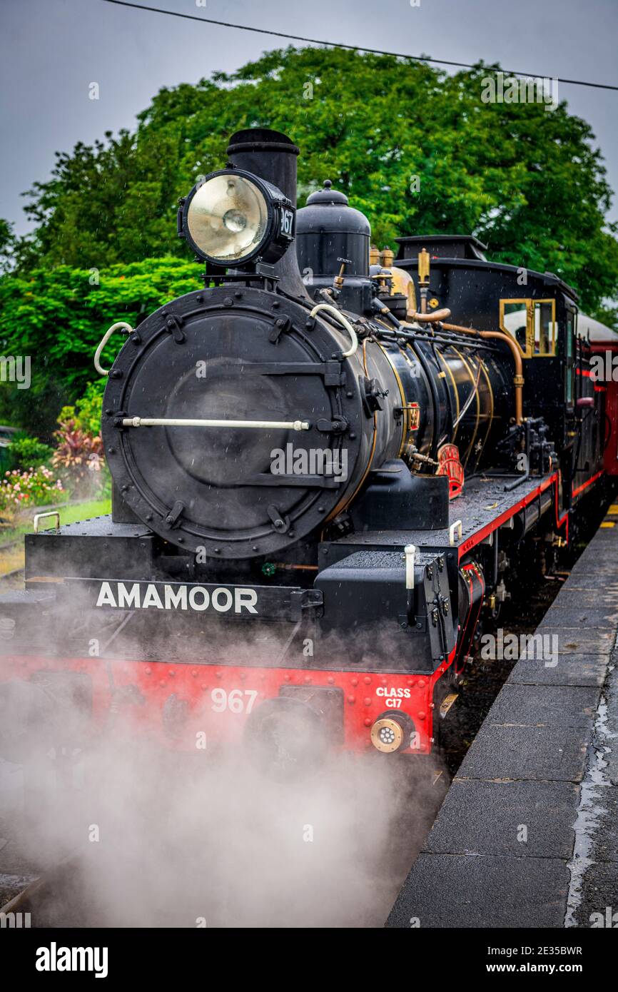 A steam train is pulled by a fully restored C17 class locomotive from ...