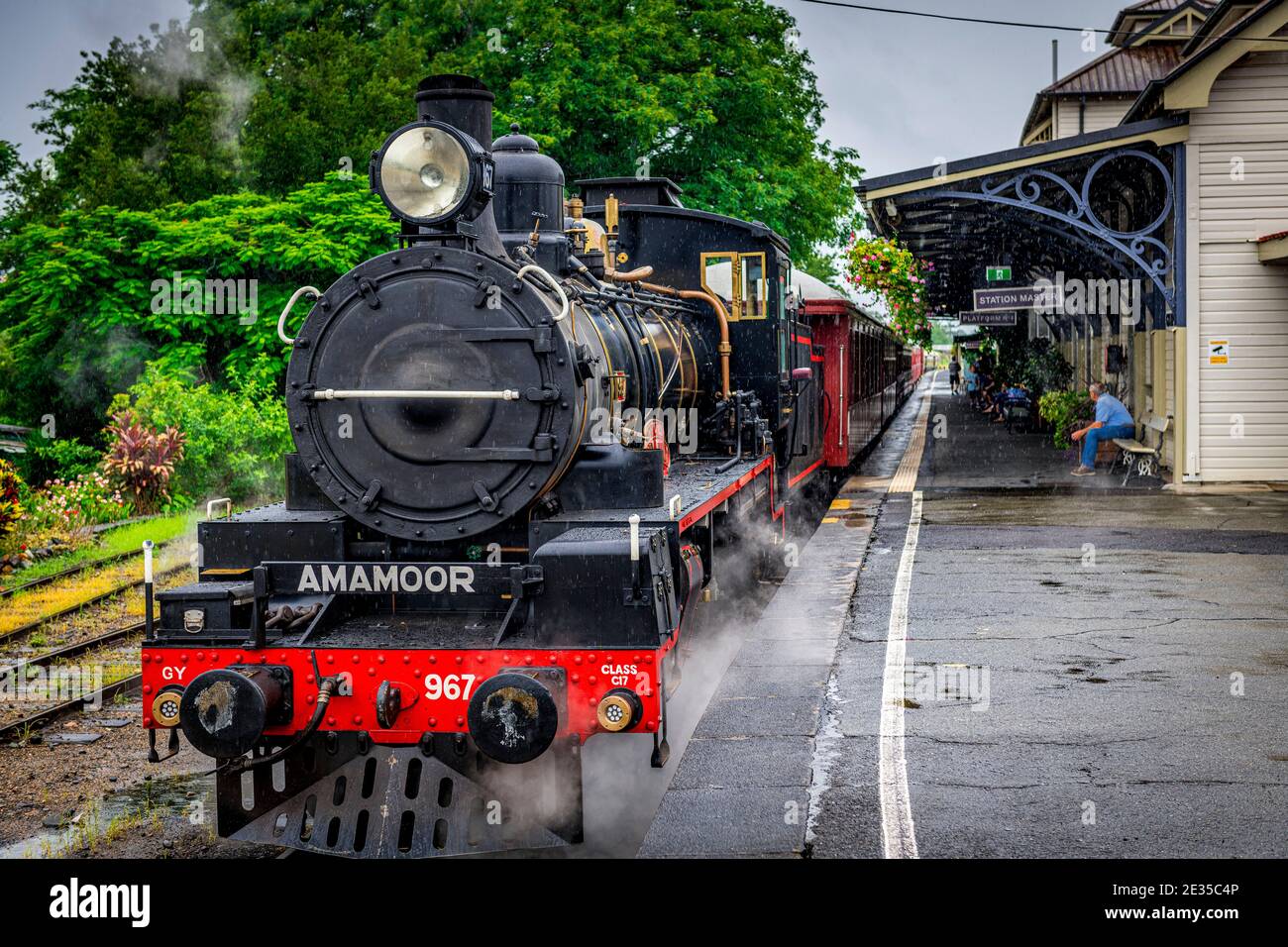 A steam train is pulled by a fully restored C17 class locomotive from ...