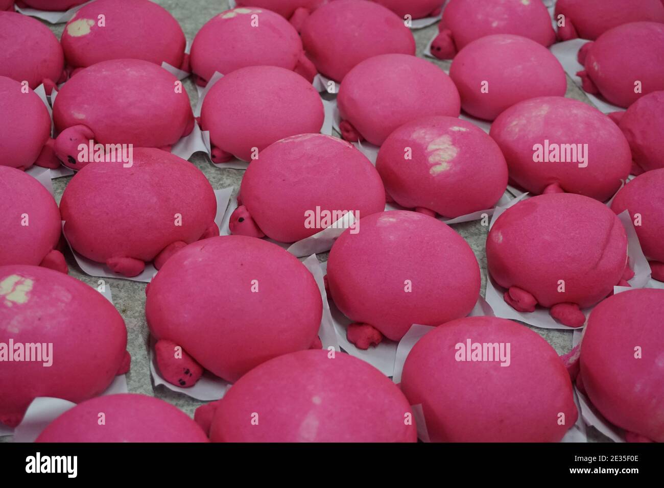 Red tortoise buns for prayers during the Nine Emperor Gods Festival ...