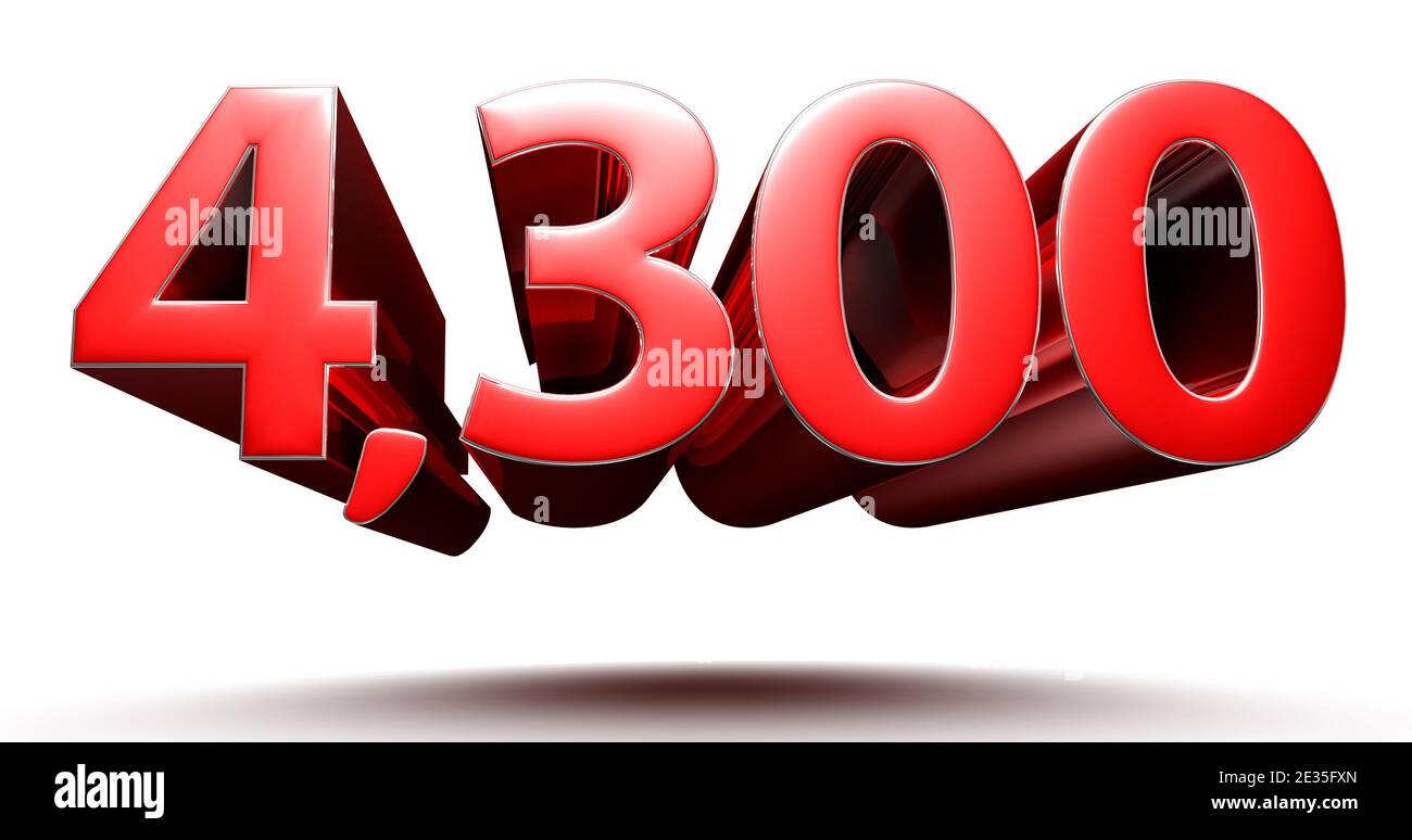 3D illustration 4300 red isolated on a white background with clipping ...