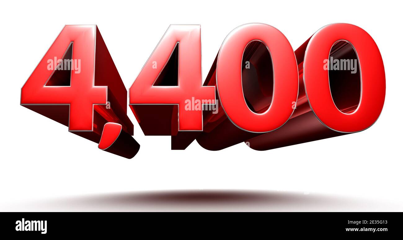 3D illustration 4400 red isolated on a white background with clipping ...