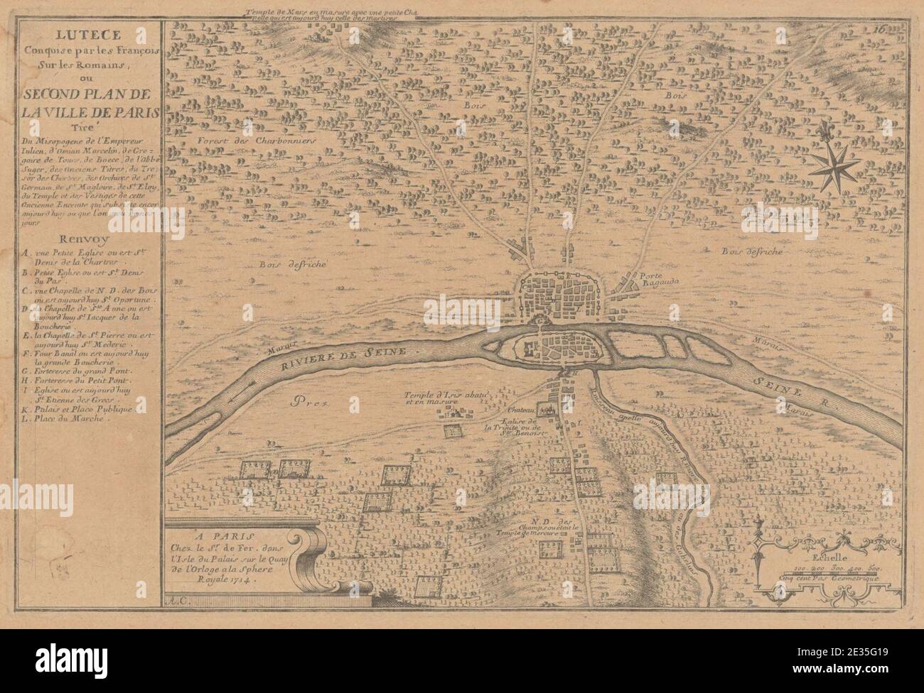 Lutece conquise par les Franc̦ois sur les Romains by Nicolas de Fer ...