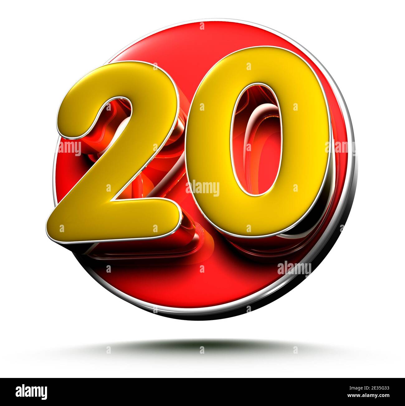 3D illustration Gold number 20 isolated on a white background with ...