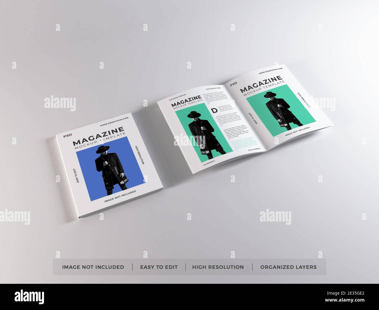 Realistic Magazine 3D Illustration Mockup Scene Stock Photo - Alamy