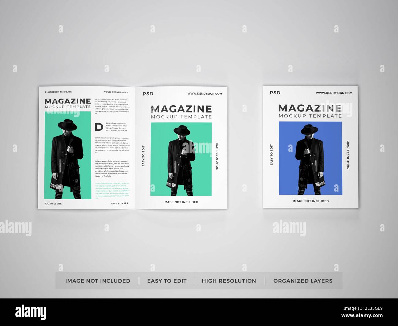 Realistic Magazine 3D Illustration Mockup Scene Stock Photo - Alamy