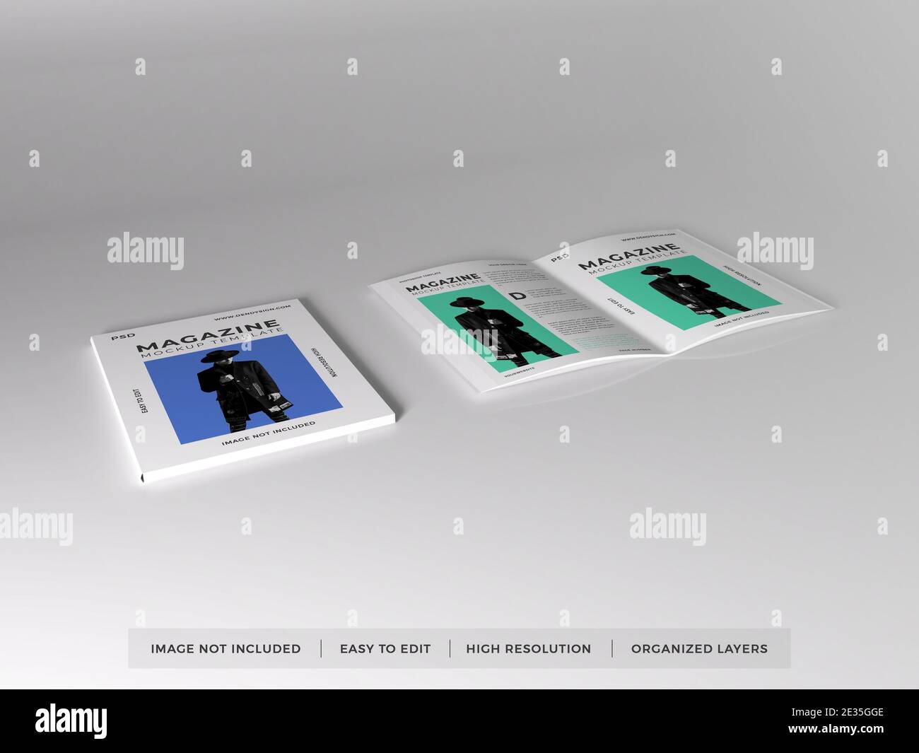 Realistic Magazine 3D Illustration Mockup Scene Stock Photo - Alamy