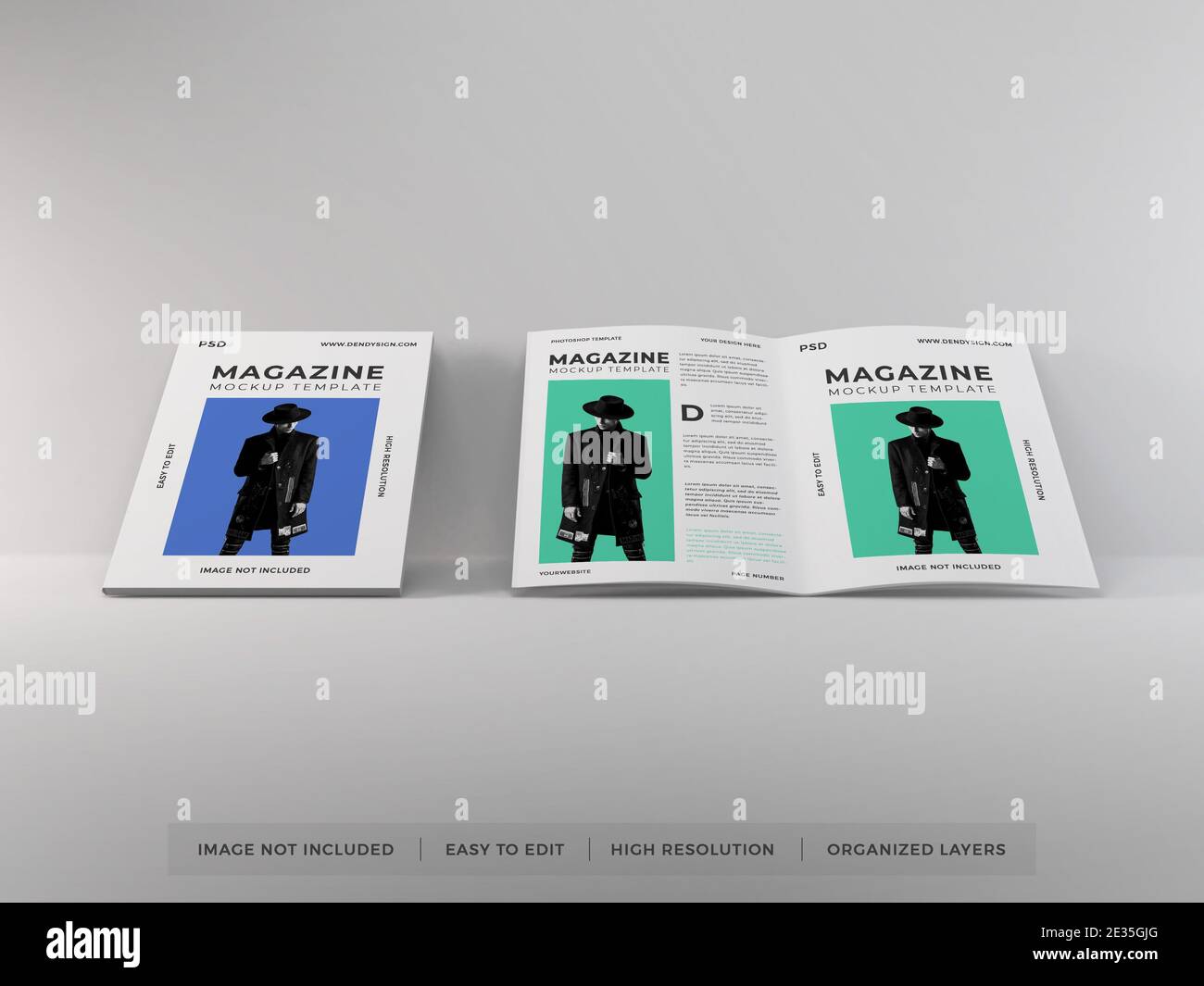 Realistic Magazine 3D Illustration Mockup Scene Stock Photo - Alamy