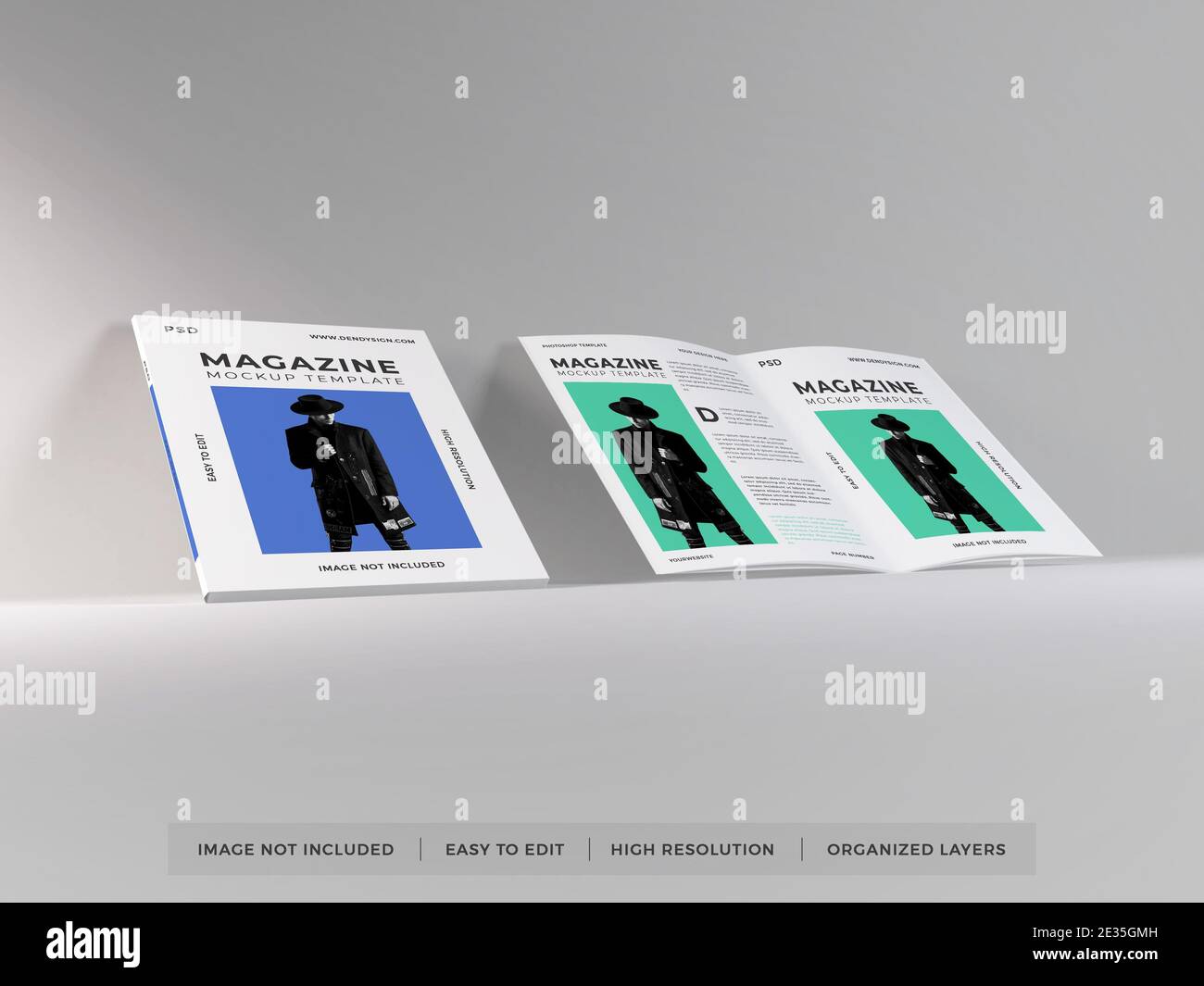 Realistic Magazine 3D Illustration Mockup Scene Stock Photo - Alamy