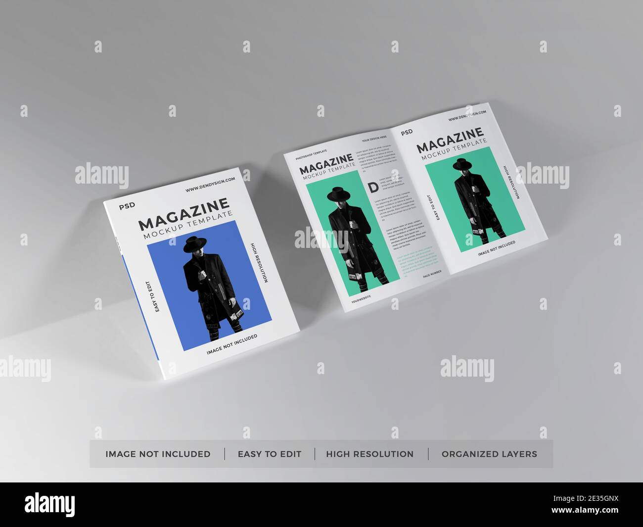 Realistic Magazine 3D Illustration Mockup Scene Stock Photo - Alamy