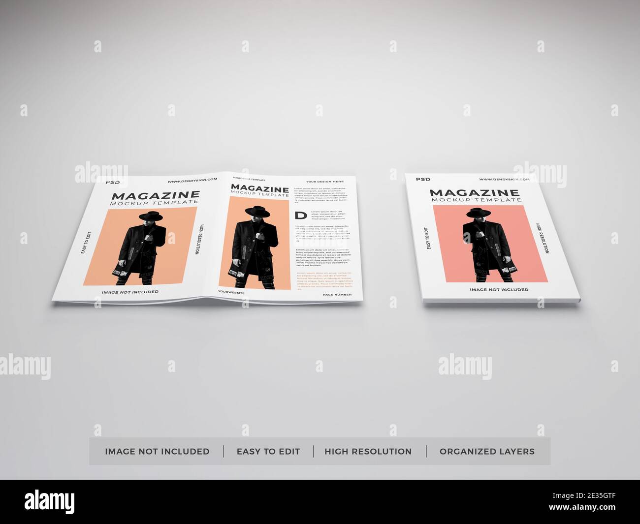 Realistic Magazine 3D Illustration Mockup Scene Stock Photo - Alamy