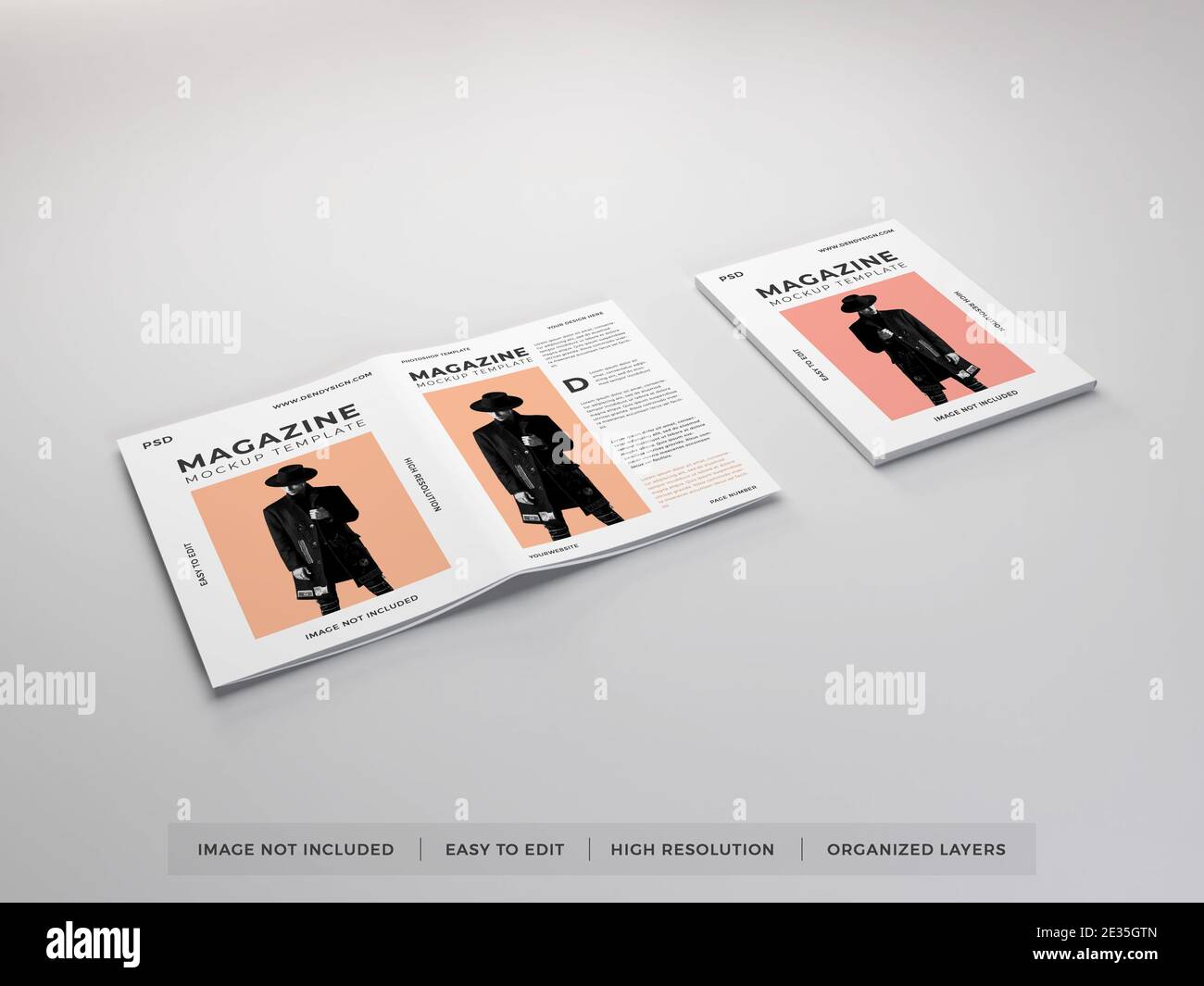 Realistic Magazine 3D Illustration Mockup Scene Stock Photo - Alamy