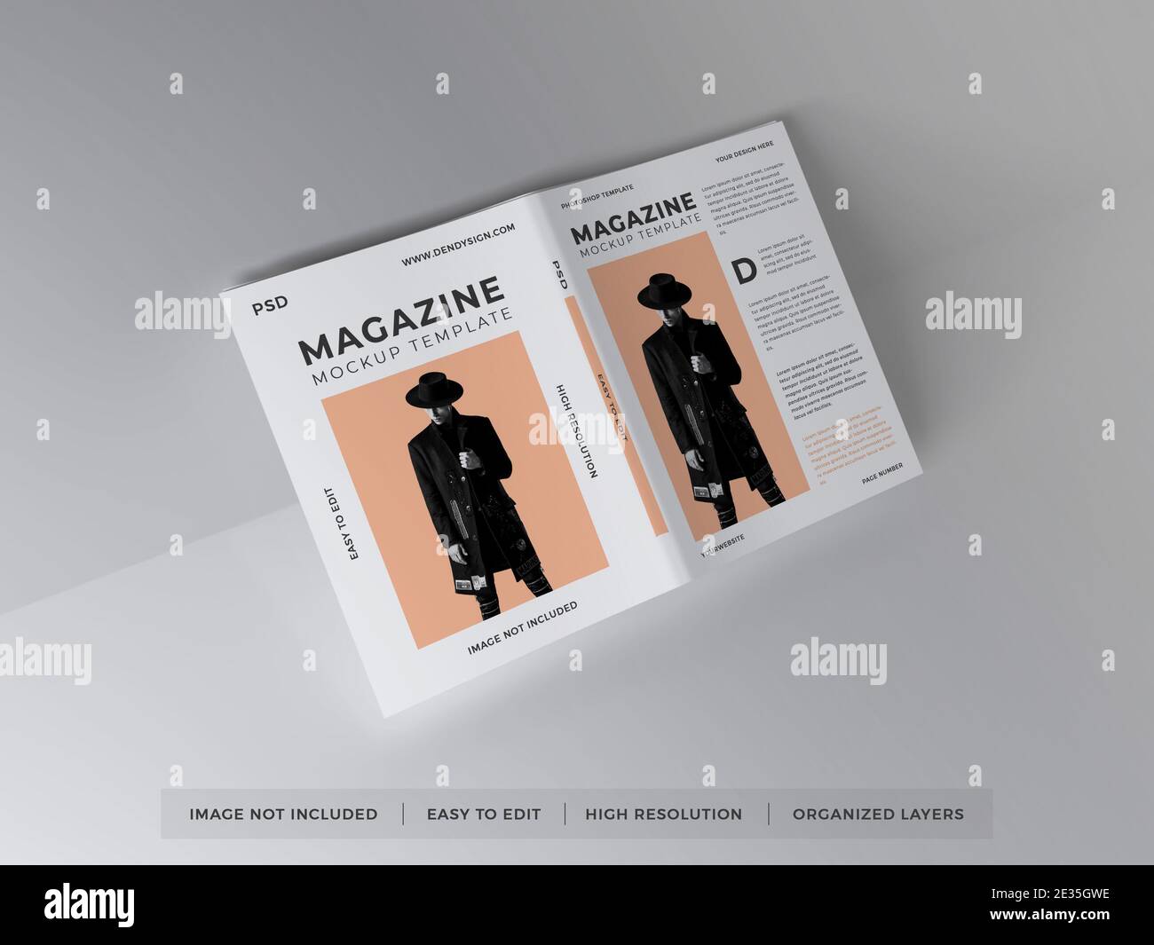 Realistic Magazine 3D Illustration Mockup Scene Stock Photo - Alamy