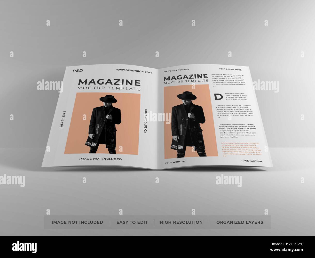 Realistic Magazine 3D Illustration Mockup Scene Stock Photo - Alamy