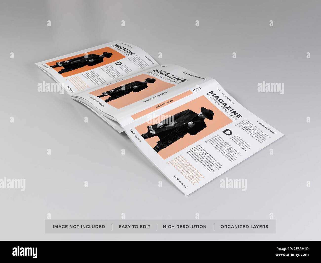 Realistic Magazine 3D Illustration Mockup Scene Stock Photo - Alamy