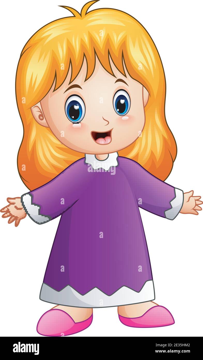 Vector illustration of Cute little girl cartoon Stock Vector Image ...