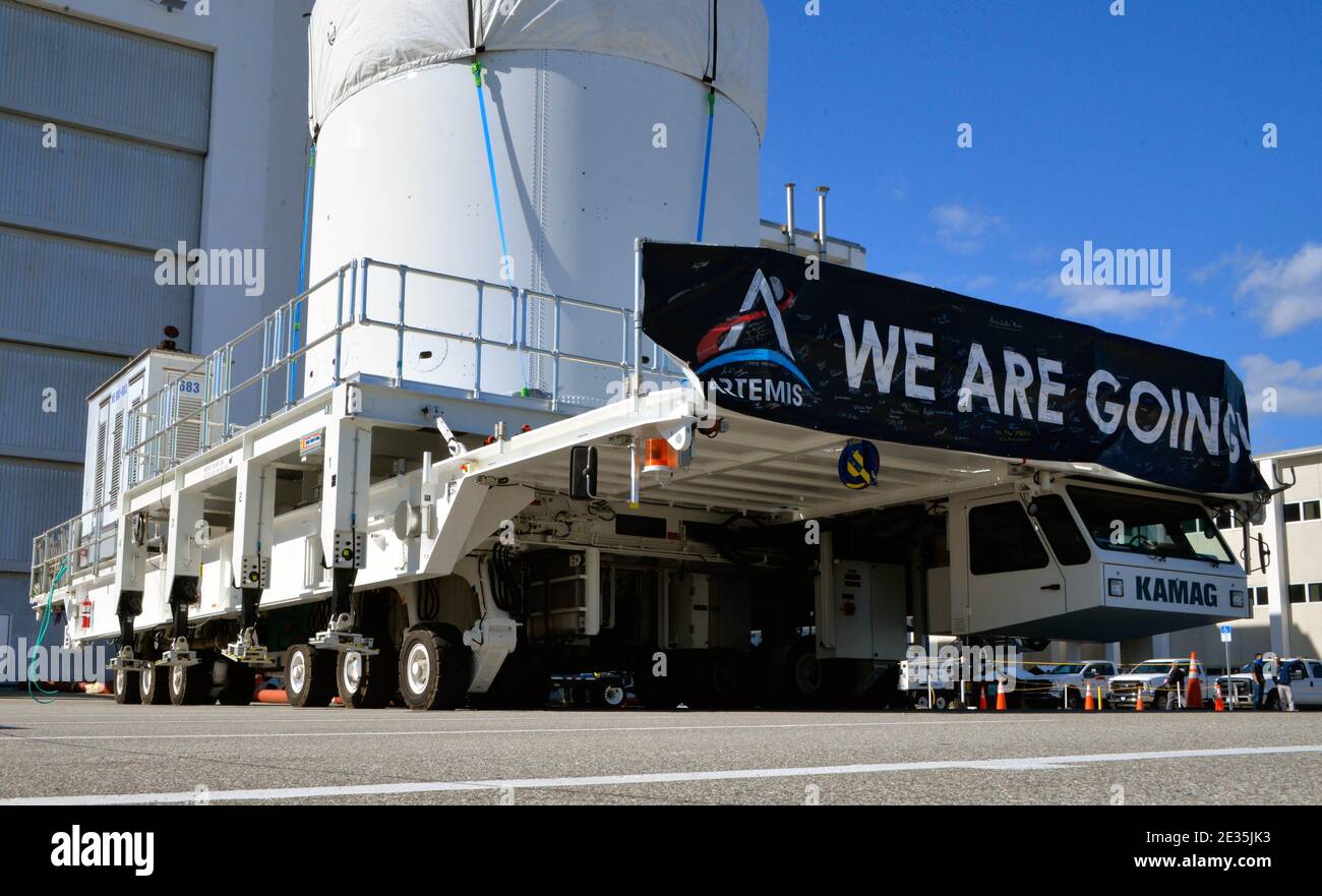 Kennedy Space Center, Brevard County, Florida, USA. January 16, 2021. Nasa's Artemis 1, human ...