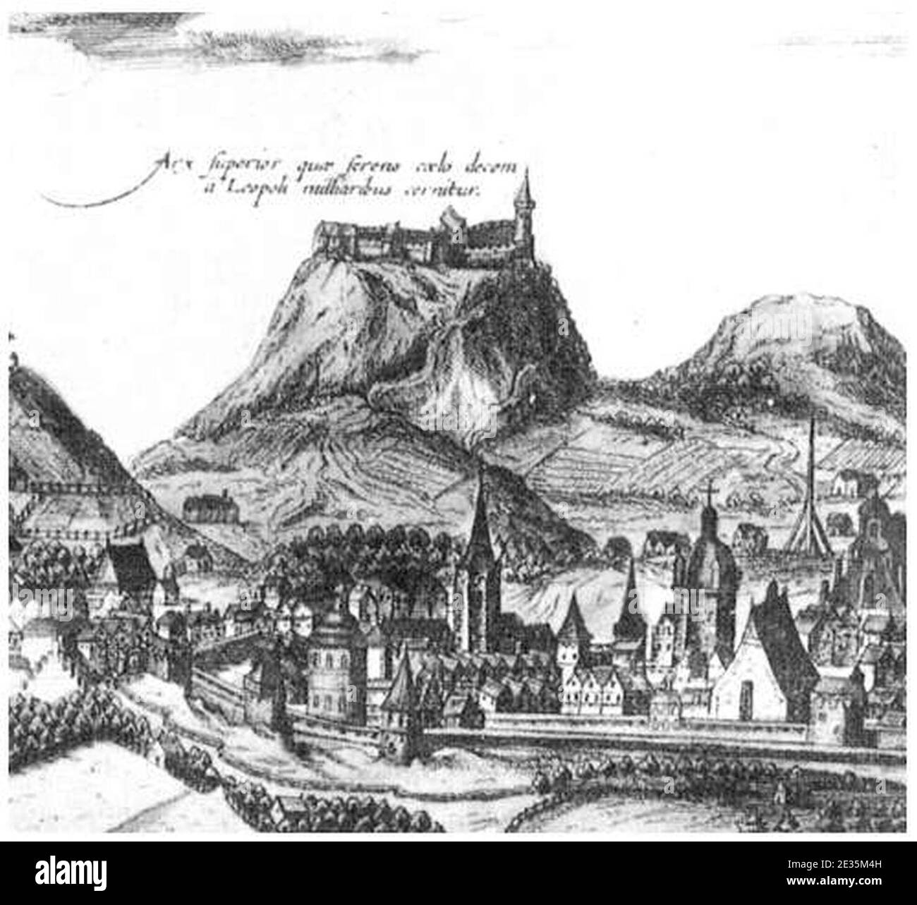 Lviv High Castle (Engraving Stock Photo - Alamy