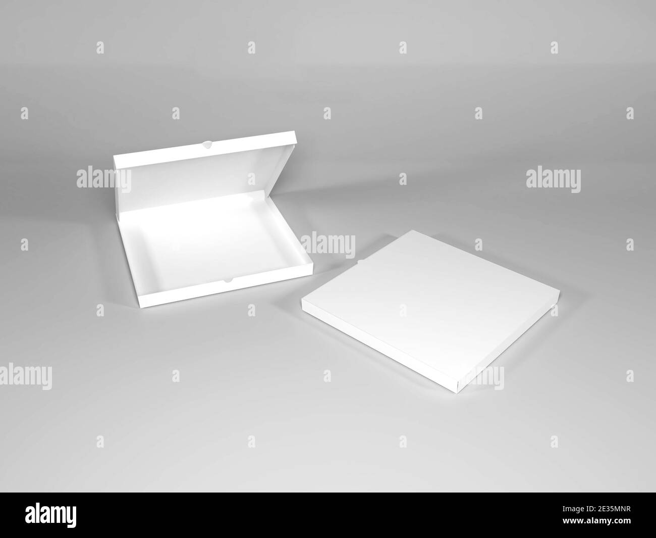 Realistic Pizza Box 3D Illustration Mockup Scene on Isolated Background ...