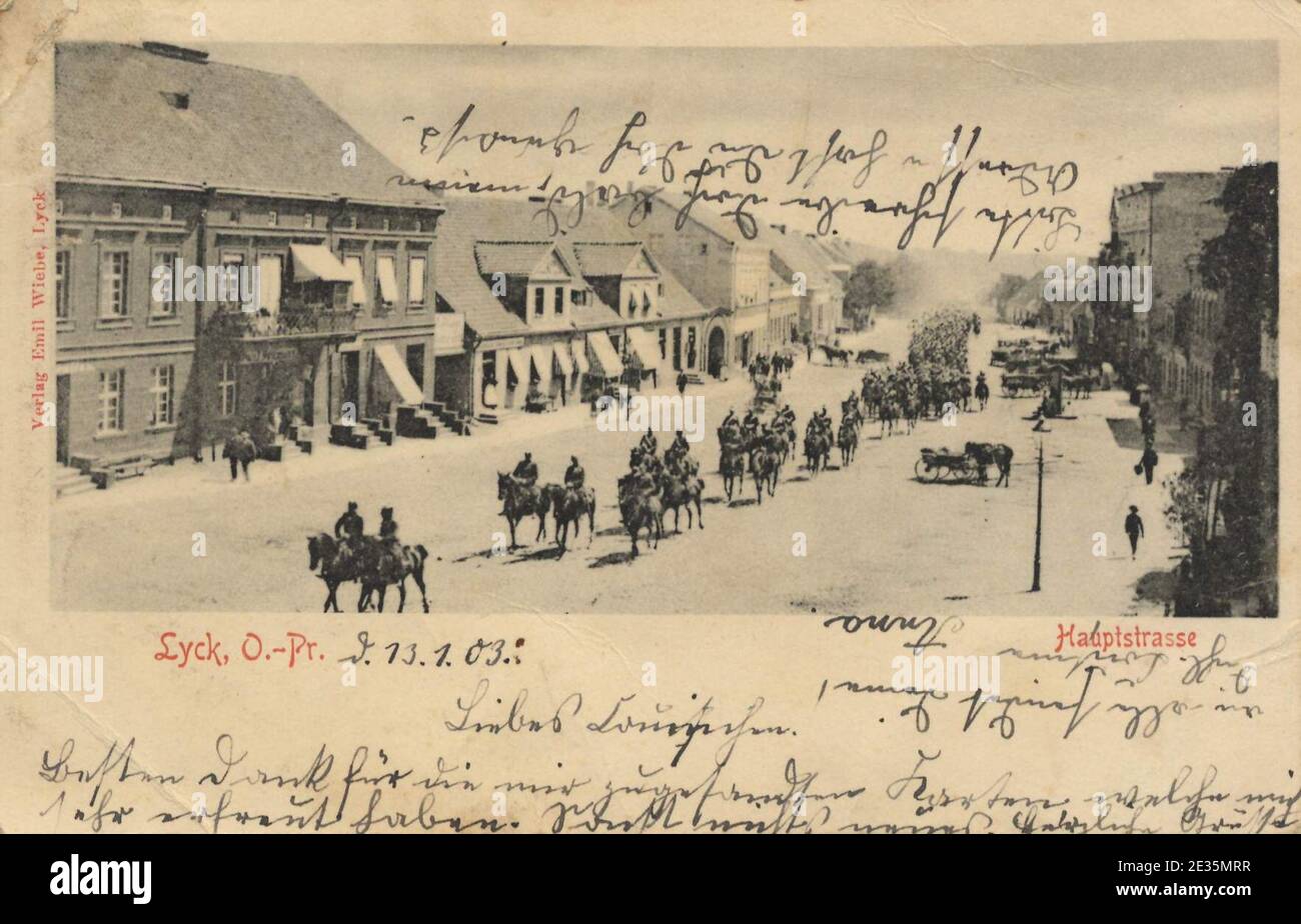 Lyck, Ostpreußen - Hauptstraße Stock Photo - Alamy