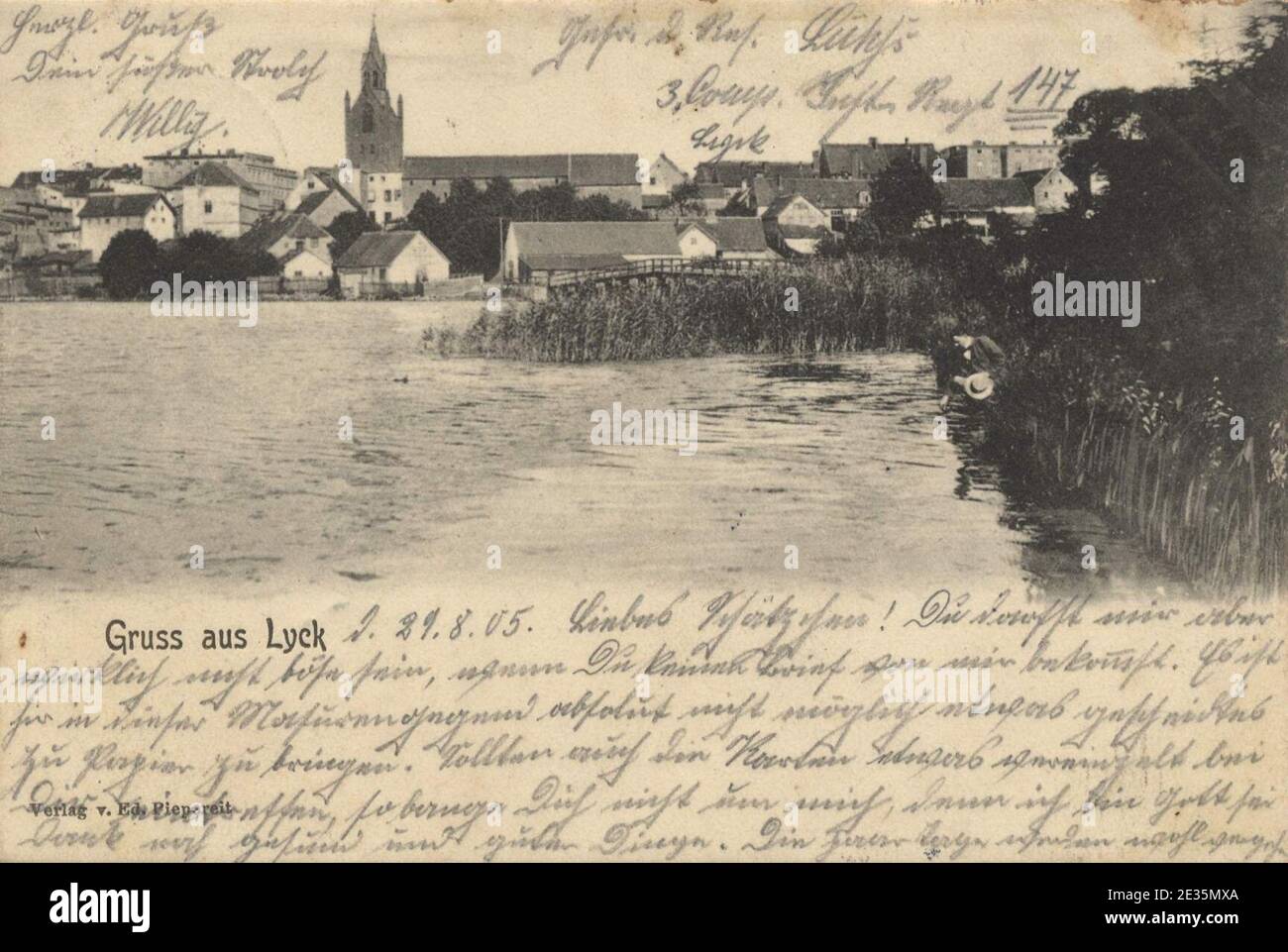 Lyck, Ostpreußen - Stadtansicht mit See (3 Stock Photo - Alamy