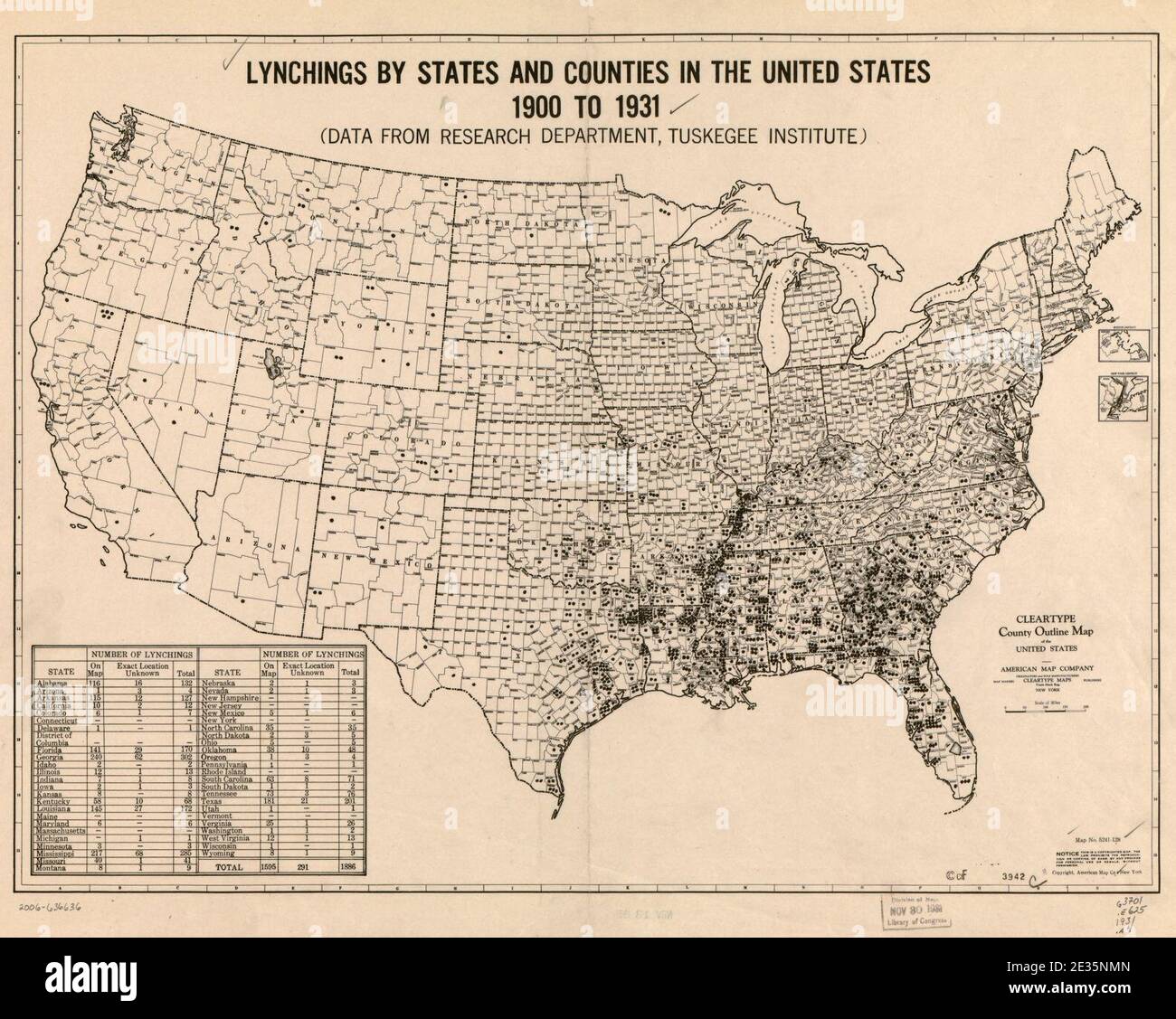Lynchings by states and counties in the United States, 1900-1931 ...