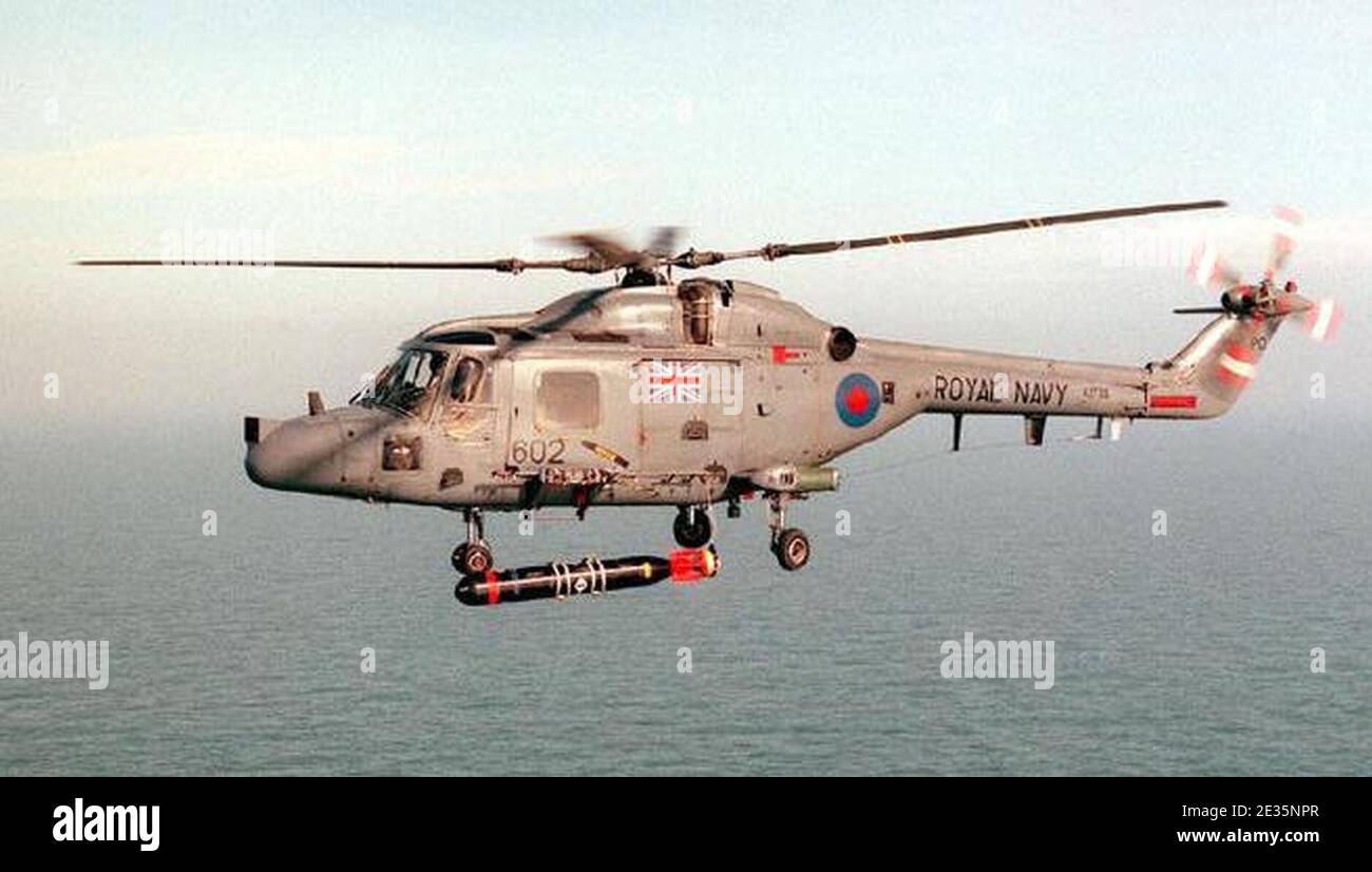 Lynx Mk3 Helicopter with Torpedo Royal Navy Stock Photo - Alamy