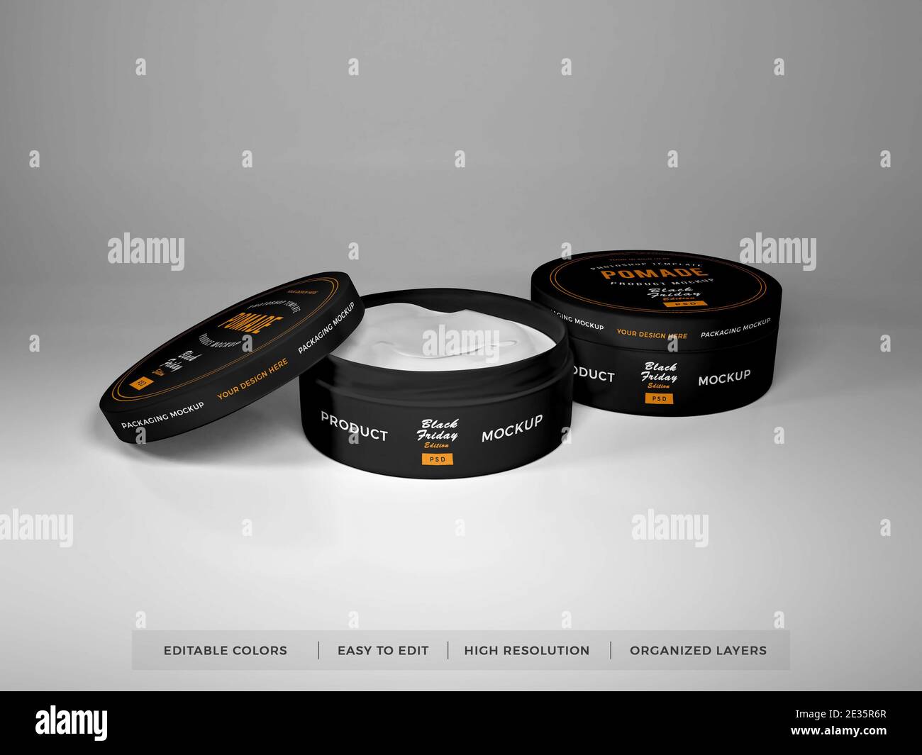 Realistic Pomade Packaging 3D Illustration Mockup Scene on Isolated ...