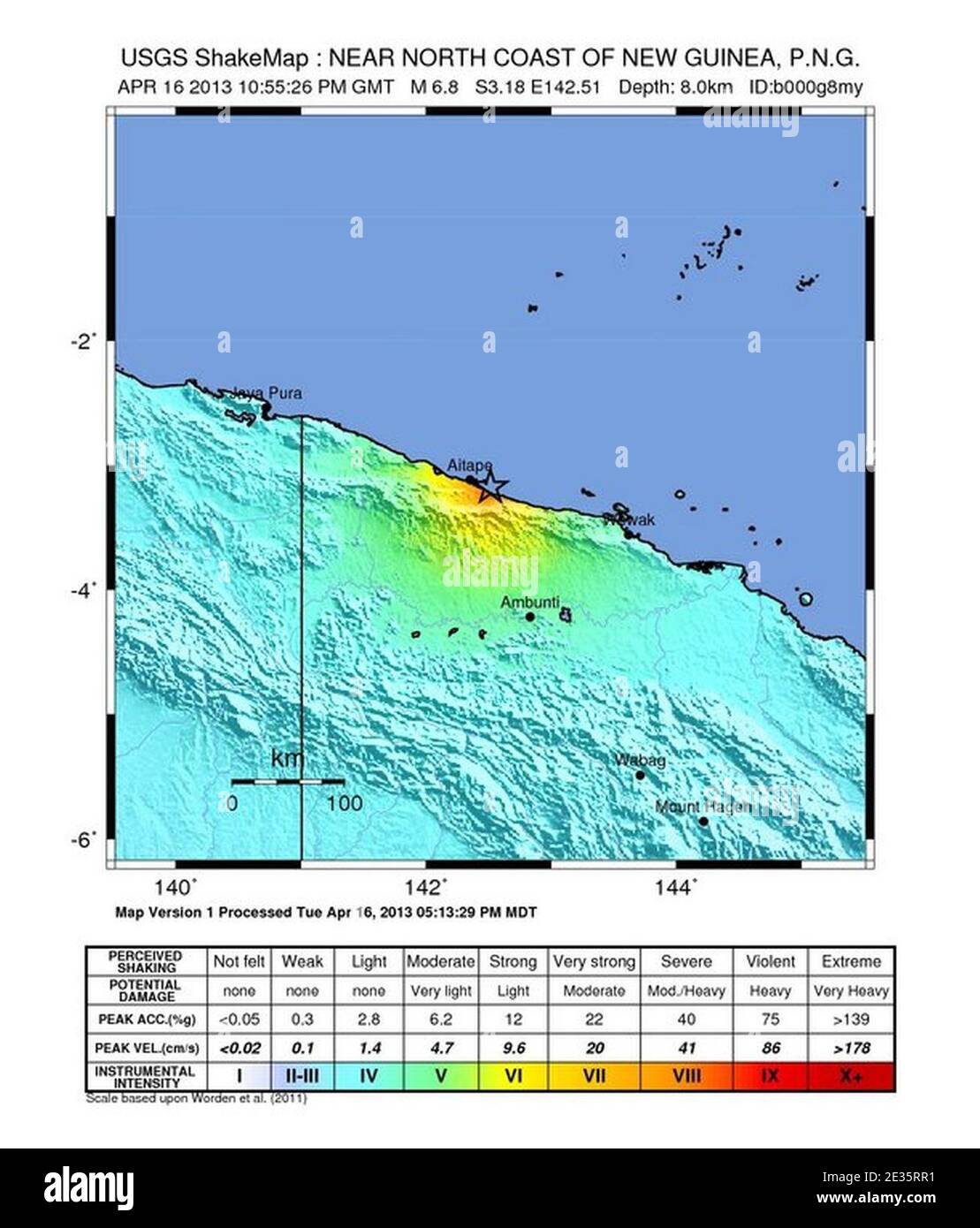 M6.8 - 19km ESE of Aitape, Papua New Guinea Stock Photo - Alamy