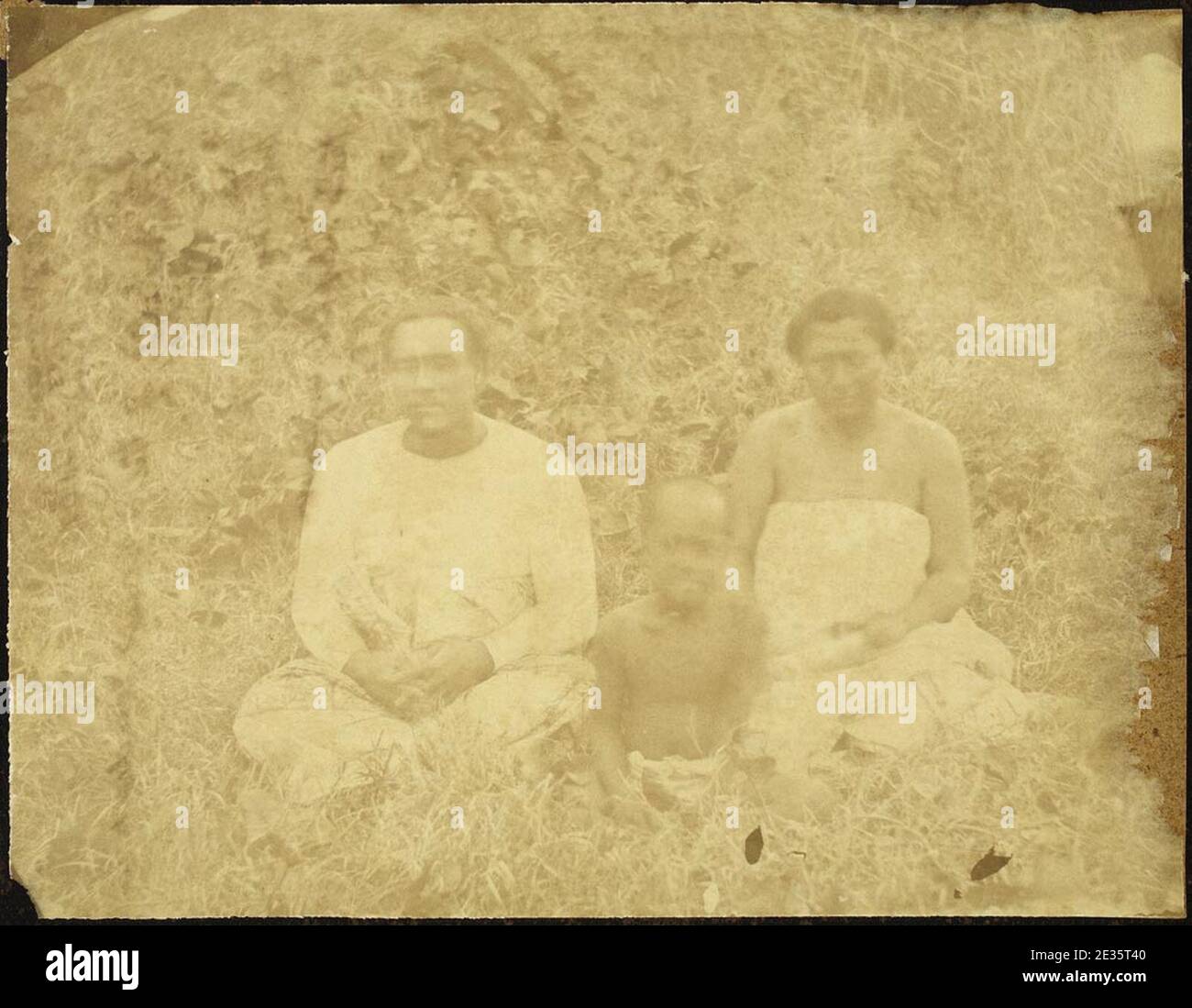 Ma'afu, his wife and their child, 1861 Stock Photo - Alamy