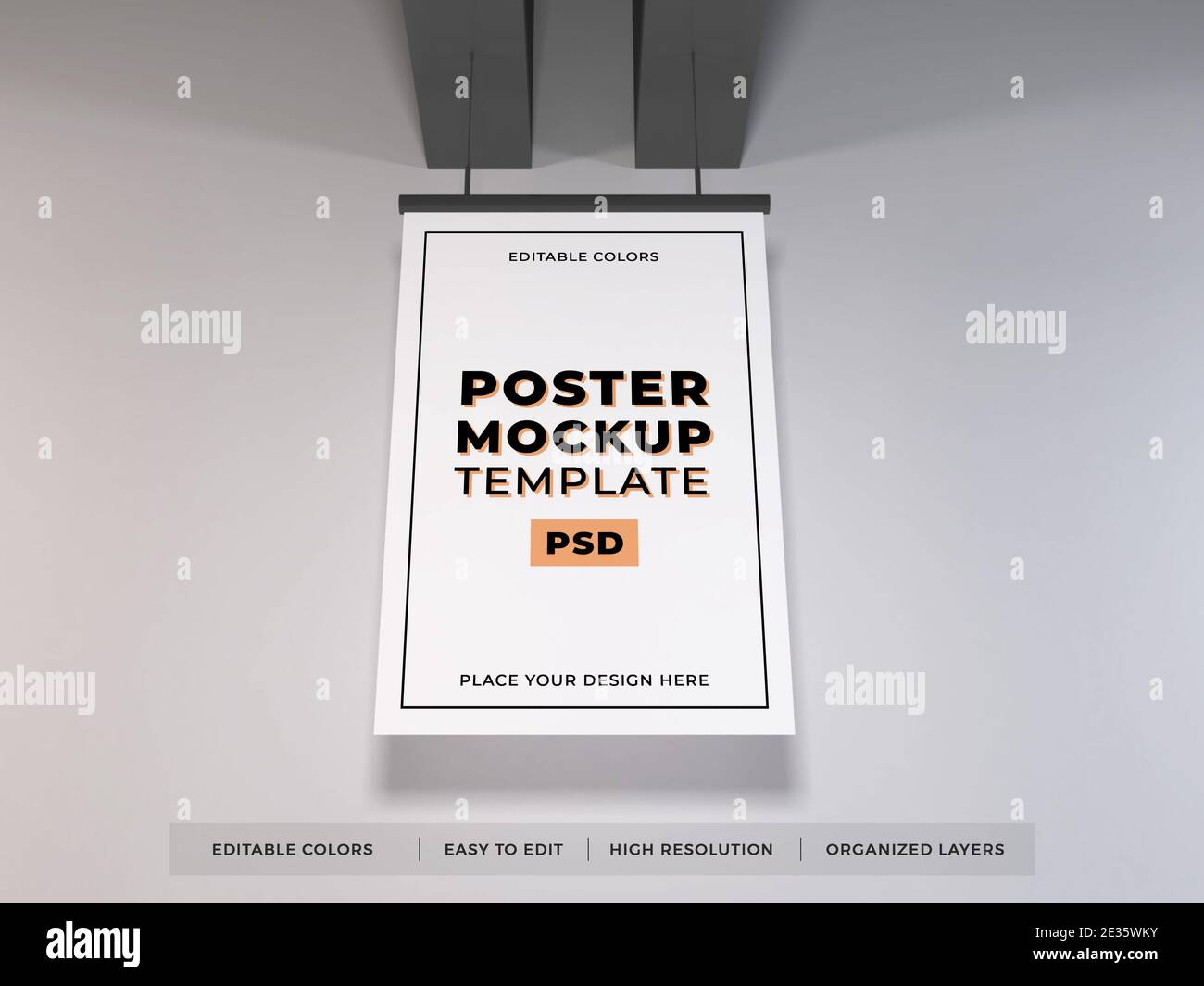Poster Frame 3D Illustration Mockup Scene on Isolated Background Stock ...