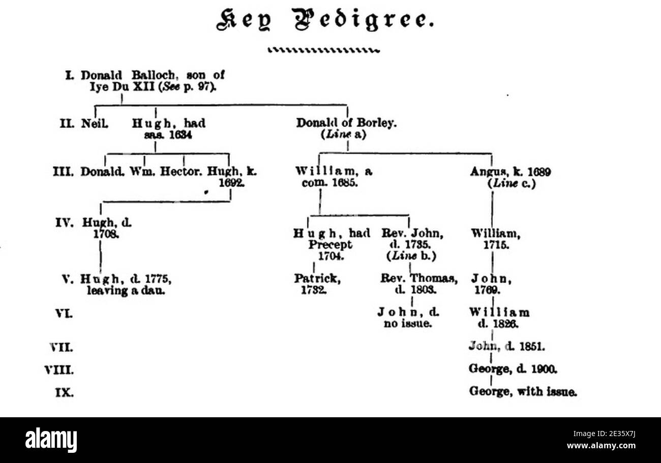 Mackay of Scoury and Borley family tree Stock Photo - Alamy