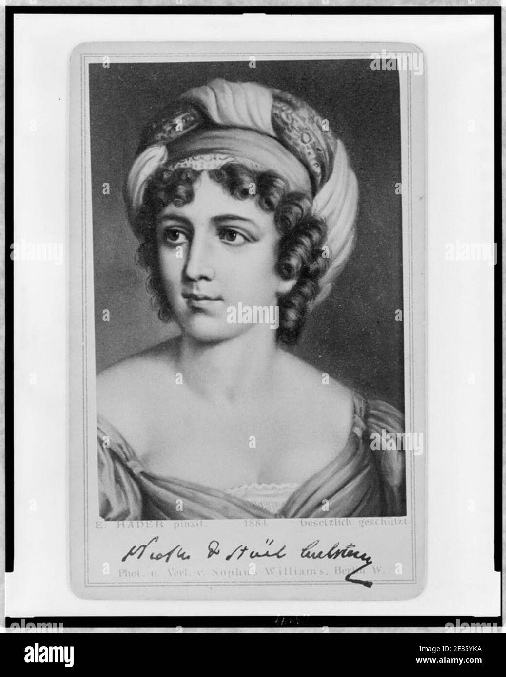 Madame de Staël, head-and-shoulders portrait, facing left) - E. Hader ...