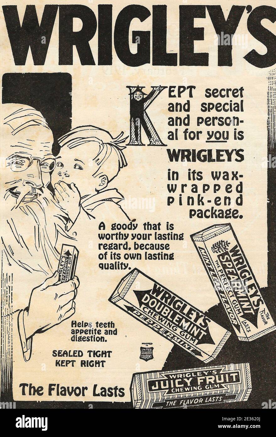 Advertisement for Wrigley's Chewing Gum, circa 1919 Stock Photo - Alamy