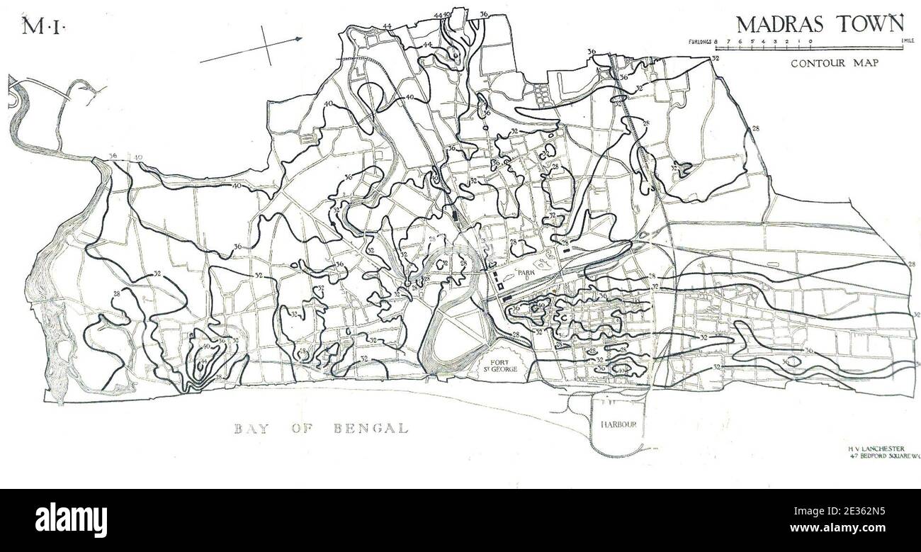 Madras contour map Stock Photo - Alamy