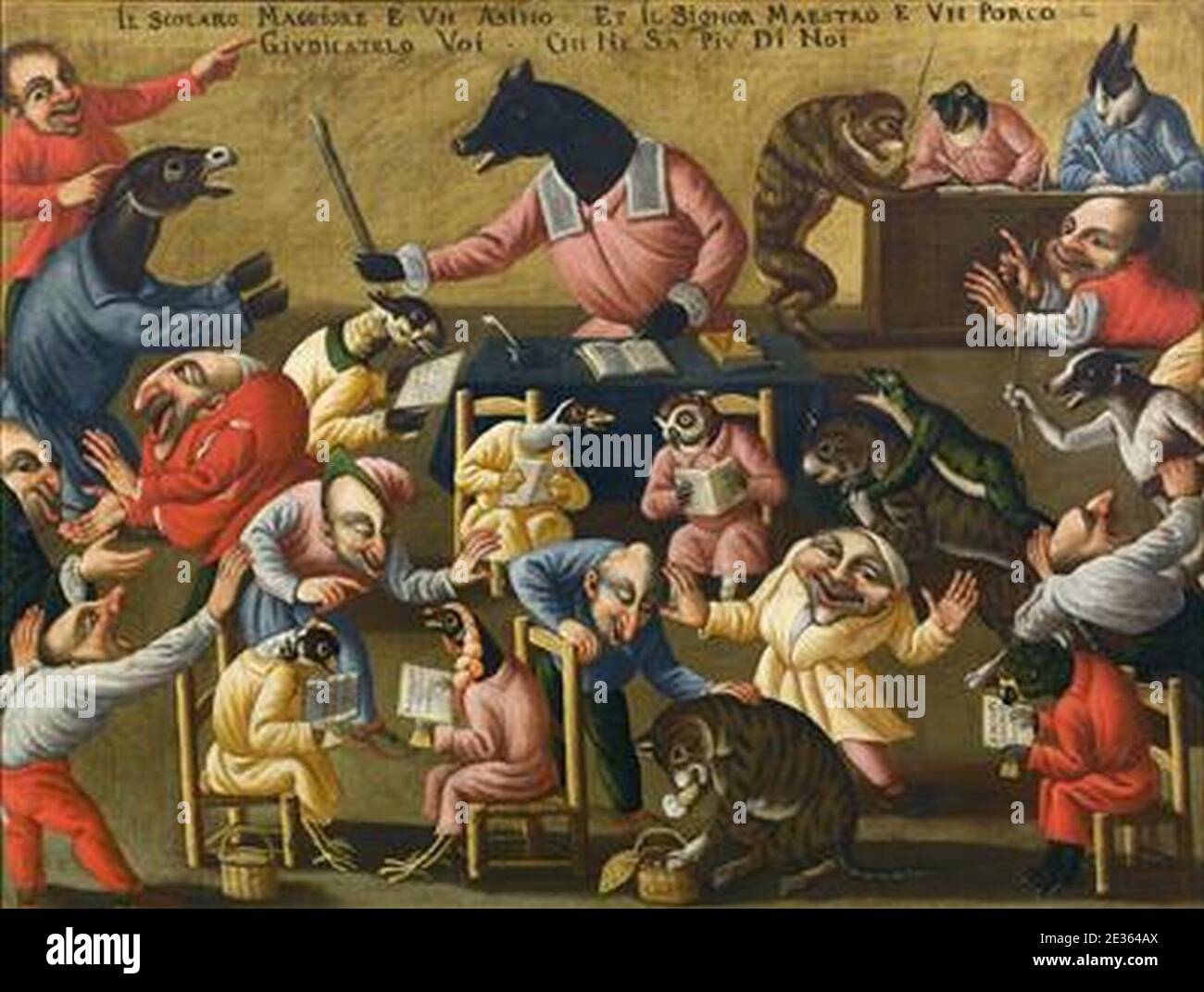 Maestro della Fertilità dell'Uovo - Grotesque scene with animals and ...