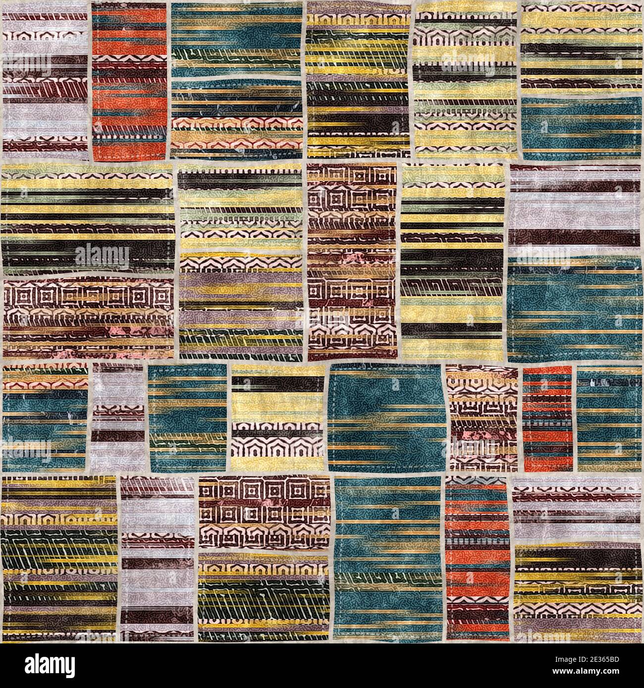 Seamless patchwork collage mix quilt pattern print Stock Photo - Alamy