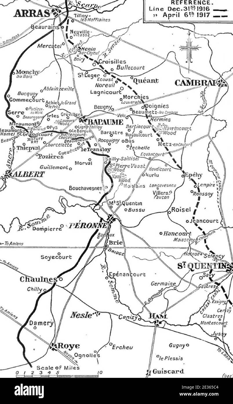 Illustration of the German retirement to the Siegfriedstellung ...