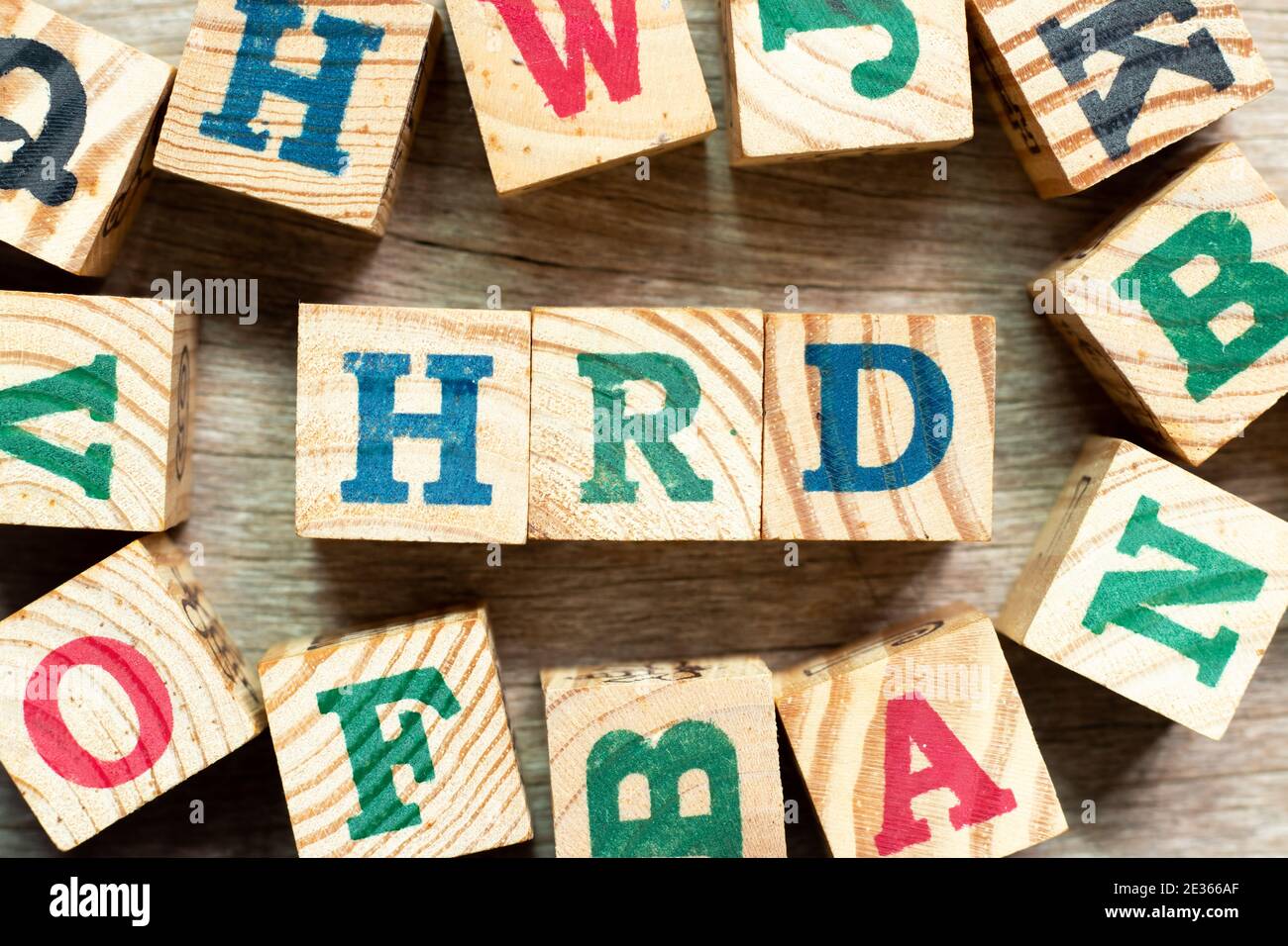 Alphabet letter block in word HRD (Abbreviation of human resource ...
