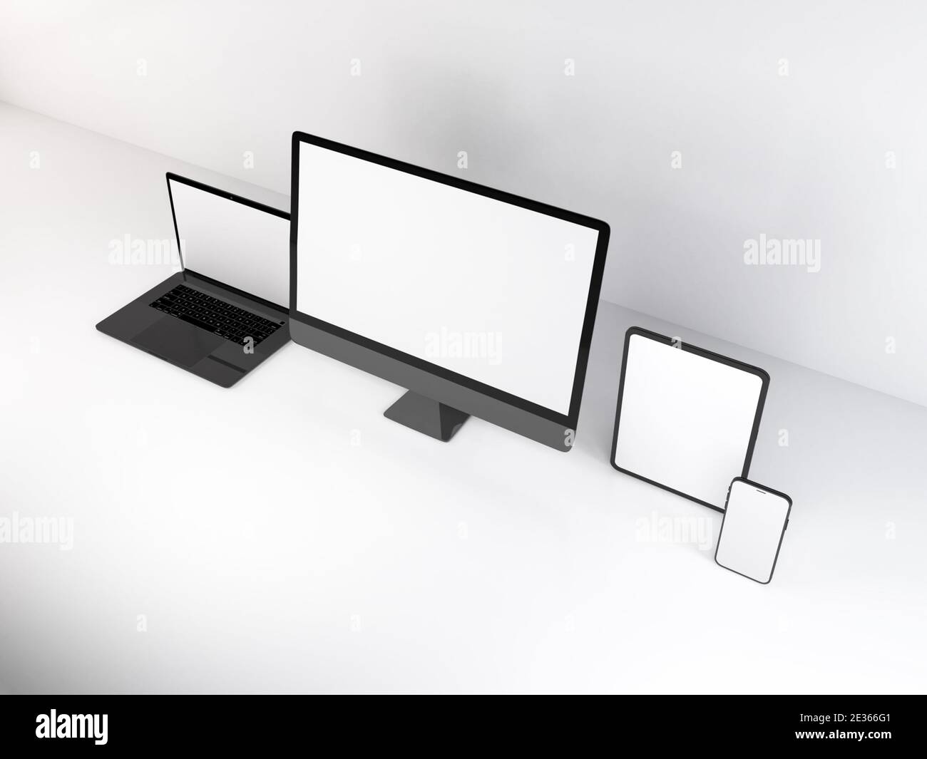 Realistic Mockup of Multiple Responsive Devices 3D Illustration on ...