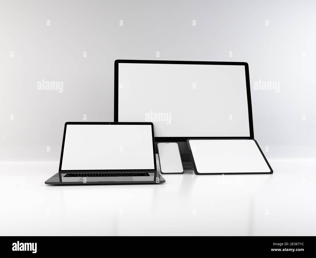Realistic Mockup of Multiple Responsive Devices 3D Illustration on ...