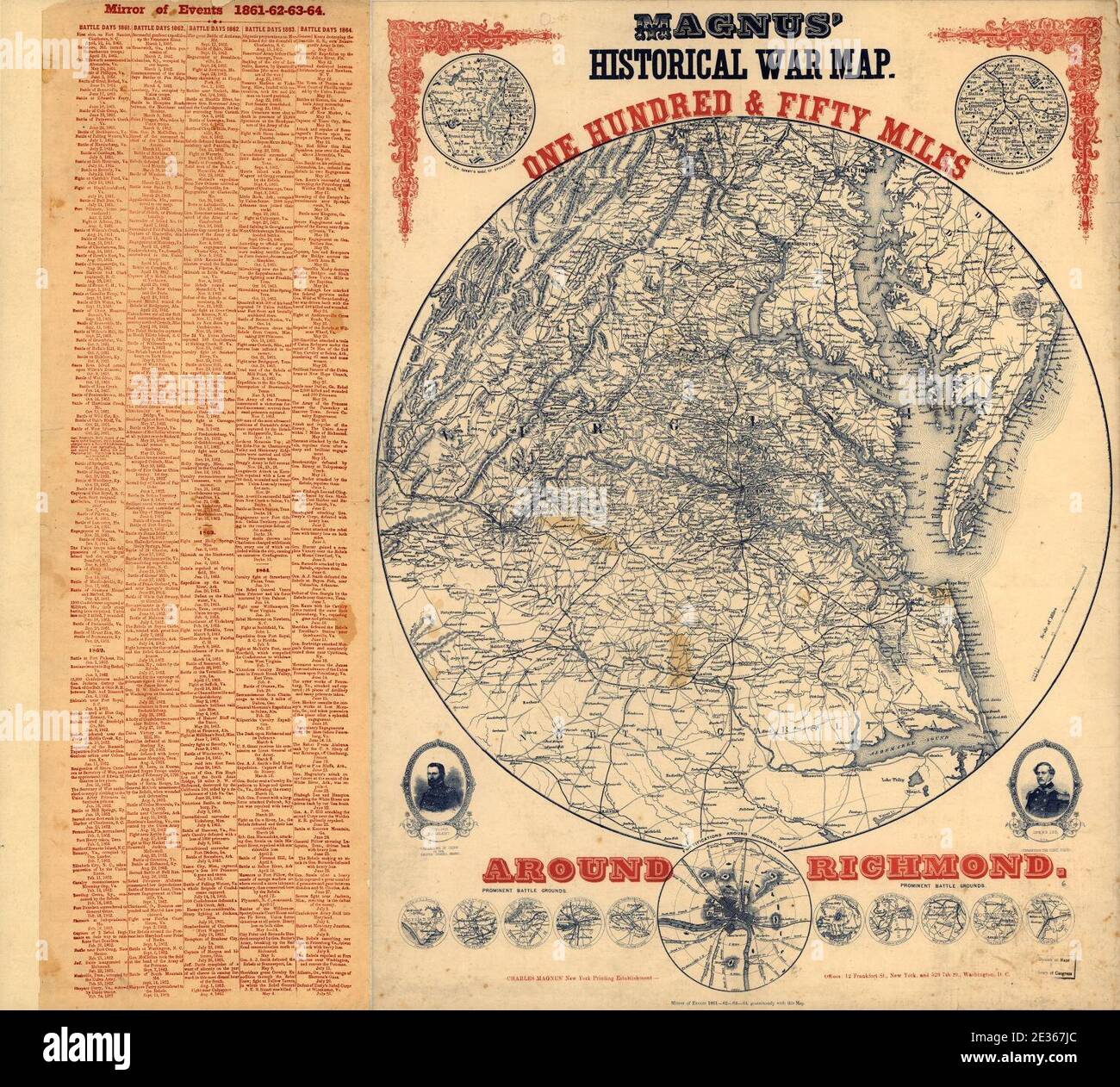 Magnus' historical war map. One hundred & fifty miles around Richmond ...