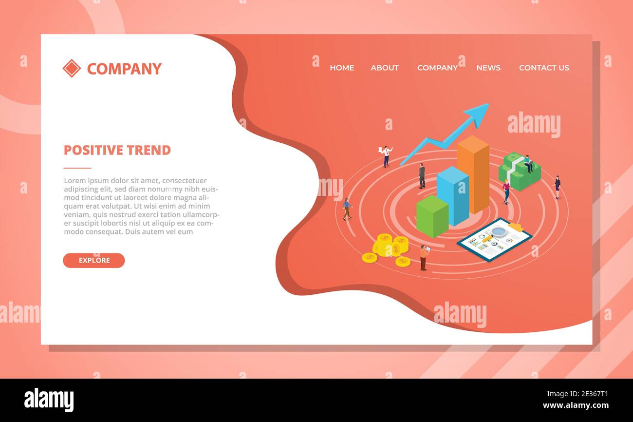 positive trend concept for website template or landing homepage design ...