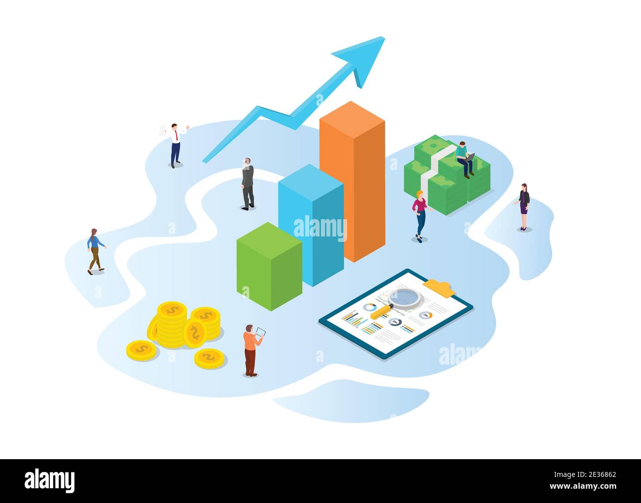 positive trend concept with modern isometric or 3d style vector ...