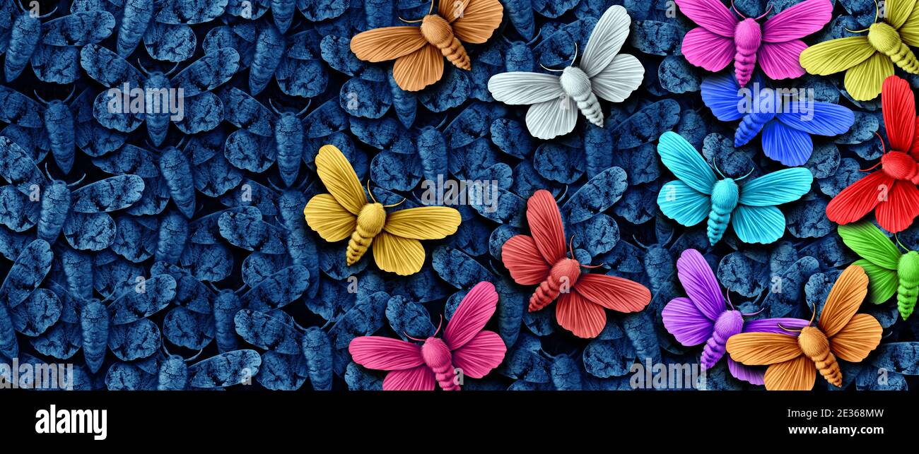 Standing out from the crowd and individuality or diversity idea and ...